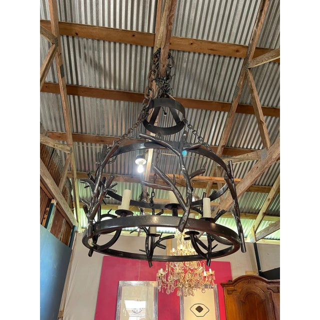 Iron Branch Rustic Modern Chandelier by Giana Allen | Chairish