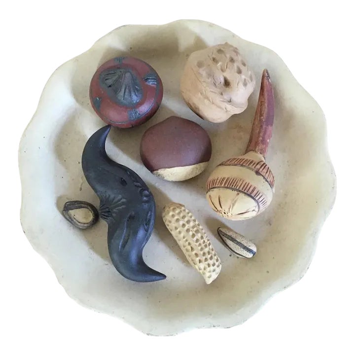Chinese Yixing Pottery Sculpture of Individual Nuts - Chestnut, Walnut ...