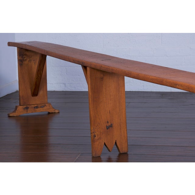 19th Century Country French Farmhouse Mixed Wood Harvest Bench | Chairish