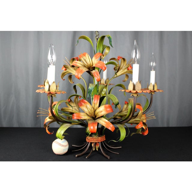 1960s Italian Tole Tiger Lily 5 Arm Light Fixture | Chairish