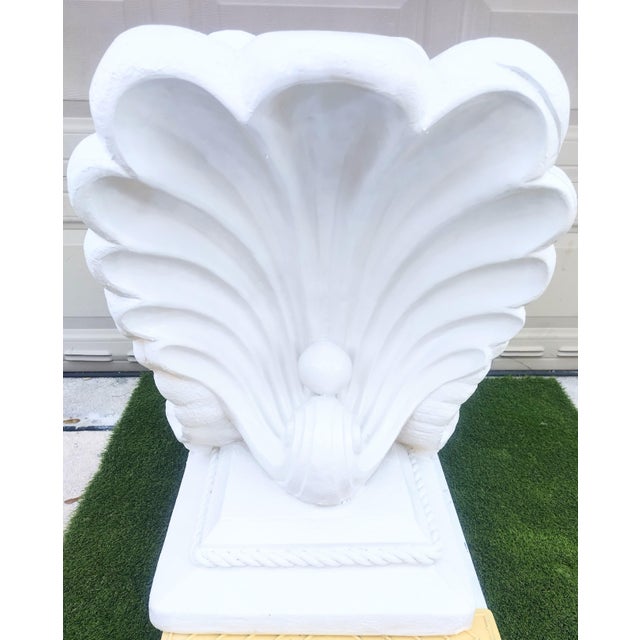 Monumental Vintage Coastal 4 Sided Clam Shell Form Gloss White Dining ...