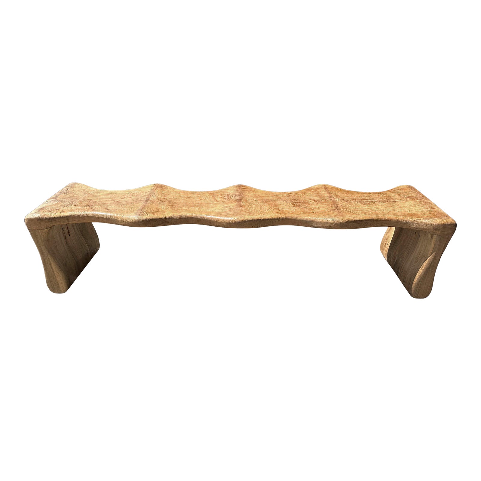 Sculptural Teak Wood Bench | Chairish