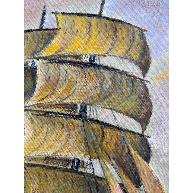 1950's Fred M. Thompson Ship Oil Painting | Chairish