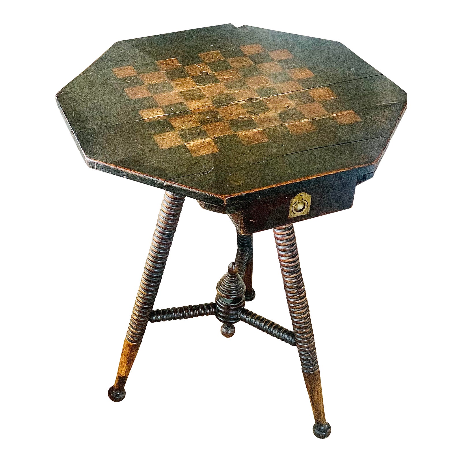 Early 19th Century English Antique Octagonal Wood Game/Chess Table With ...