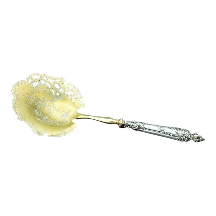 Antique Fauna Silver Plate Brass Pierced Engraved Serving Spoon Art ...