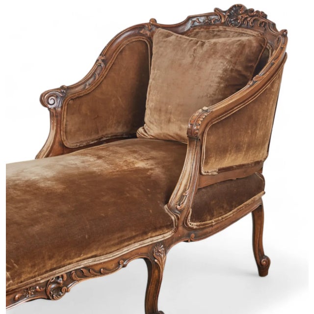 Antique Louis XV Style Rococo Walnut Chaise Lounge | Chairish