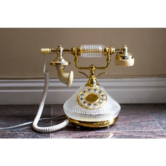 French Crystal Rotary Style Phone | Chairish