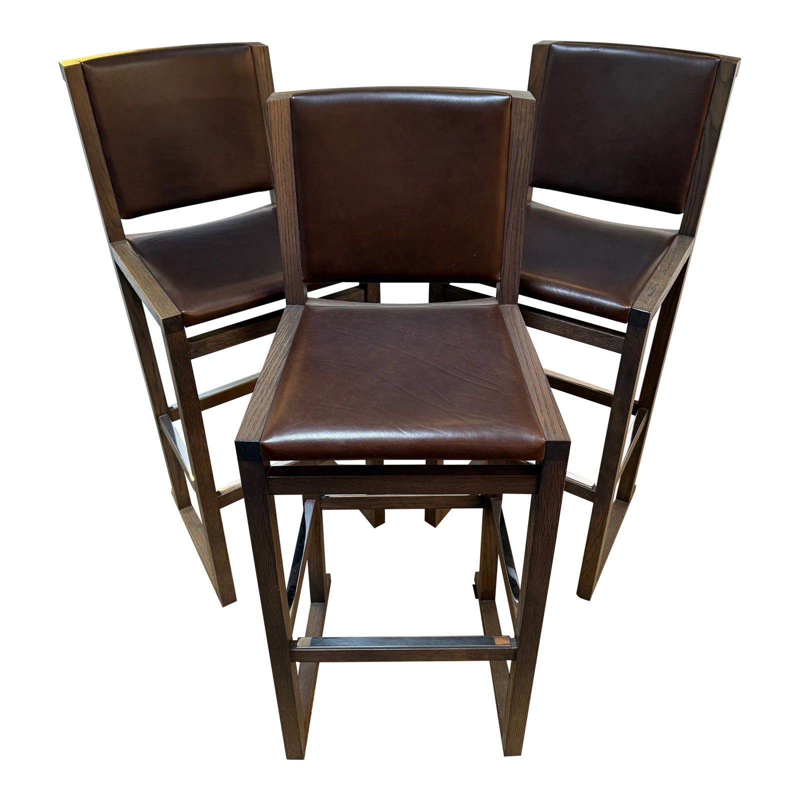 Maxalto Musa Leather Bar Stools, Set of Three | Chairish