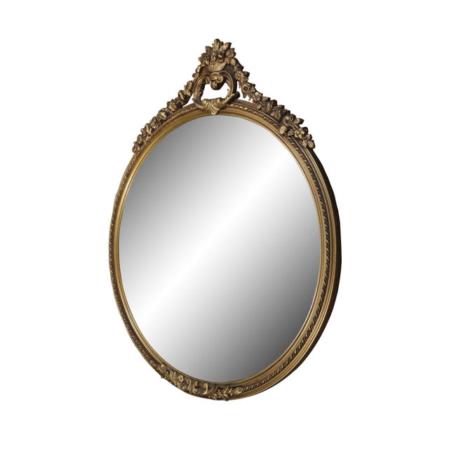 Antique French Neoclassical Round Giltwood Floral Acanthus Wall Vanity ...