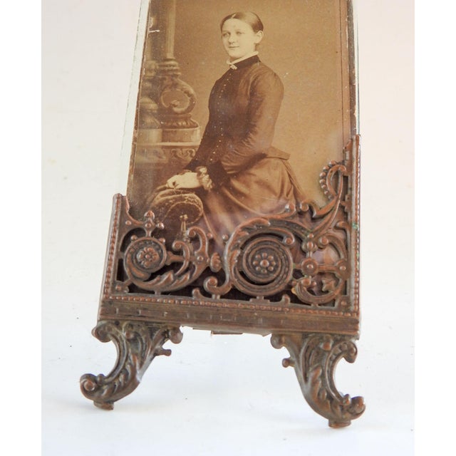 Small Antique Brass Picture Holder Tabletop Frame | Chairish