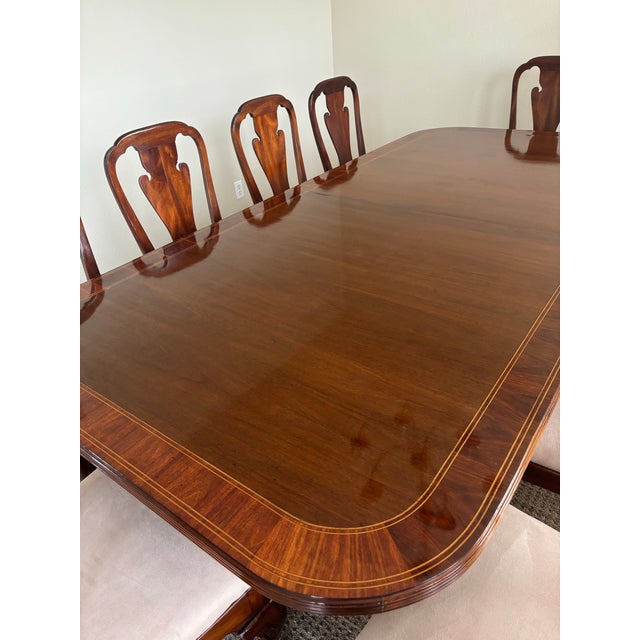 1980s Vintage Alfonso Marina Dining Table and 10 Queen Anne Chairs ...
