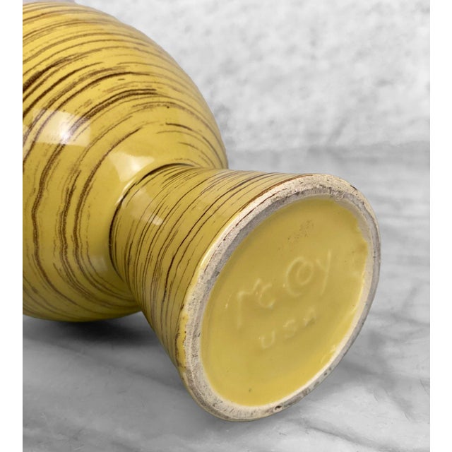 Mid-Century Atomic Yellow Porcelain Bullet Footed Planter | Chairish