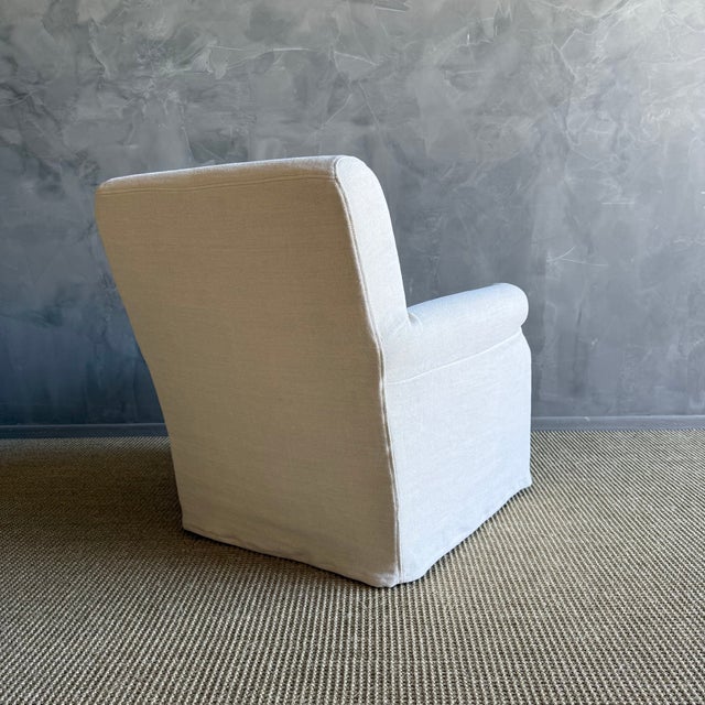 Belgian Linen Stone Washed Linen Slipcovered Chair | Chairish