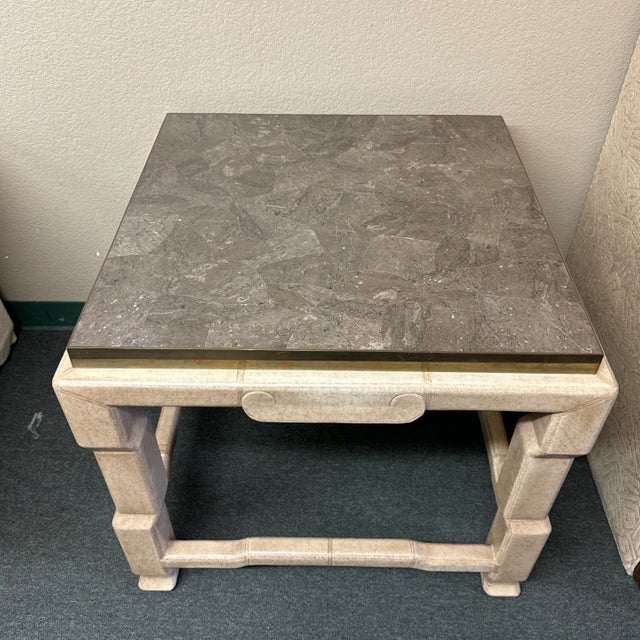 Vintage Marge Carson Stone Top Side Table | Chairish