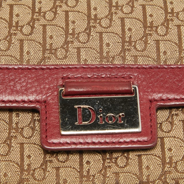 Dior Red/Beige Oblique Fabric And Leather Street Chic Wallet | Chairish