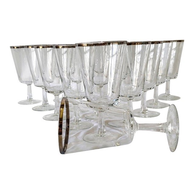Vintage Silver Rim French Parisienne Water or Wine Glasses, Set of 16 ...