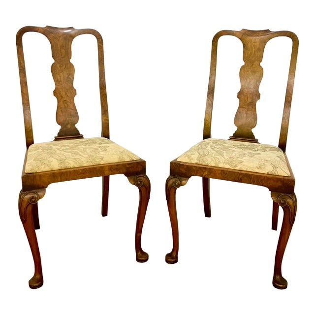 Early 20th Century Queen Anne Style Butler Wood Side Chairs — Set of 2 ...