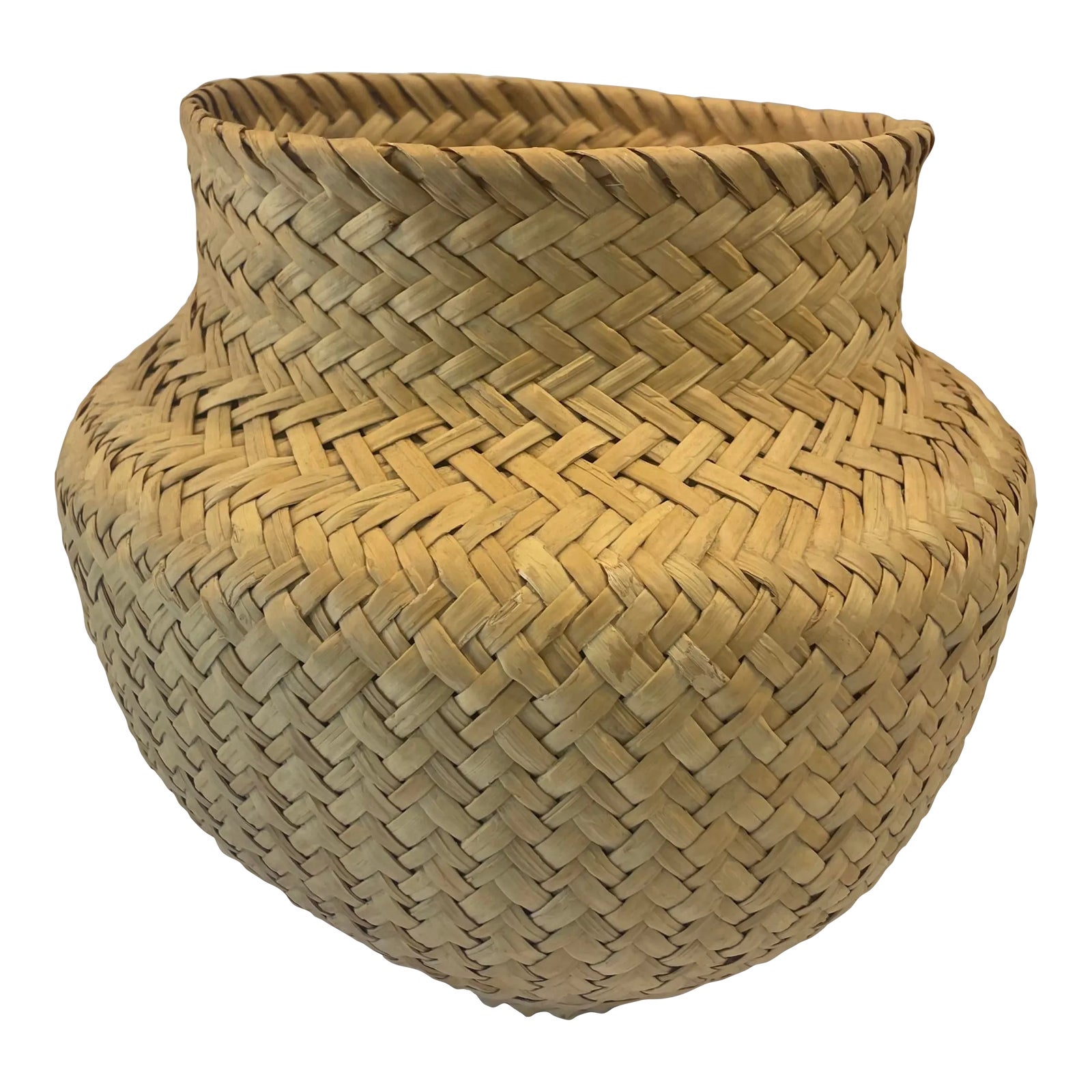 Vintage Tarahumara Hand Woven Urn Shaped Basket | Chairish