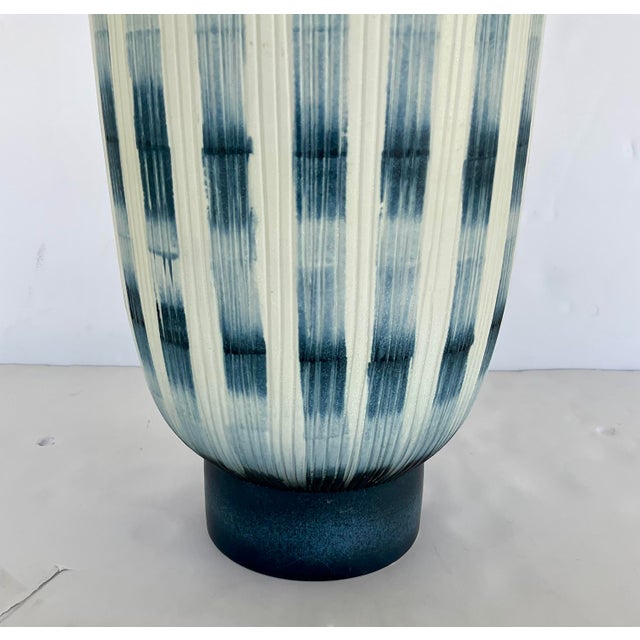 Modern Large Blue and White Ceramic Batik Jar | Chairish