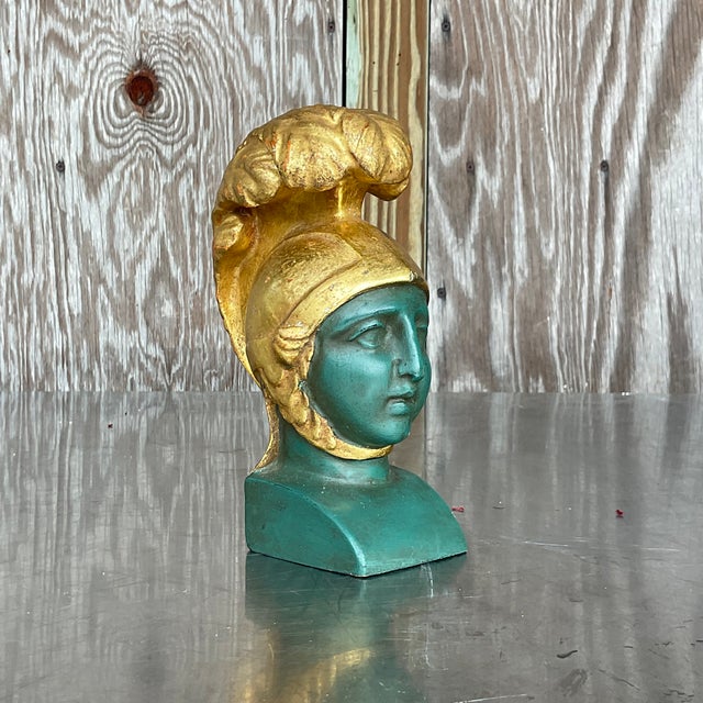 Vintage Boho Italian Plaster Gladiator Bust | Chairish