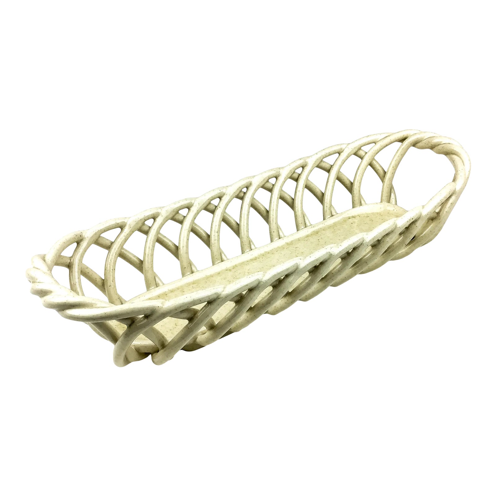 Ceramic Twisted Knotted Bread Server | Chairish