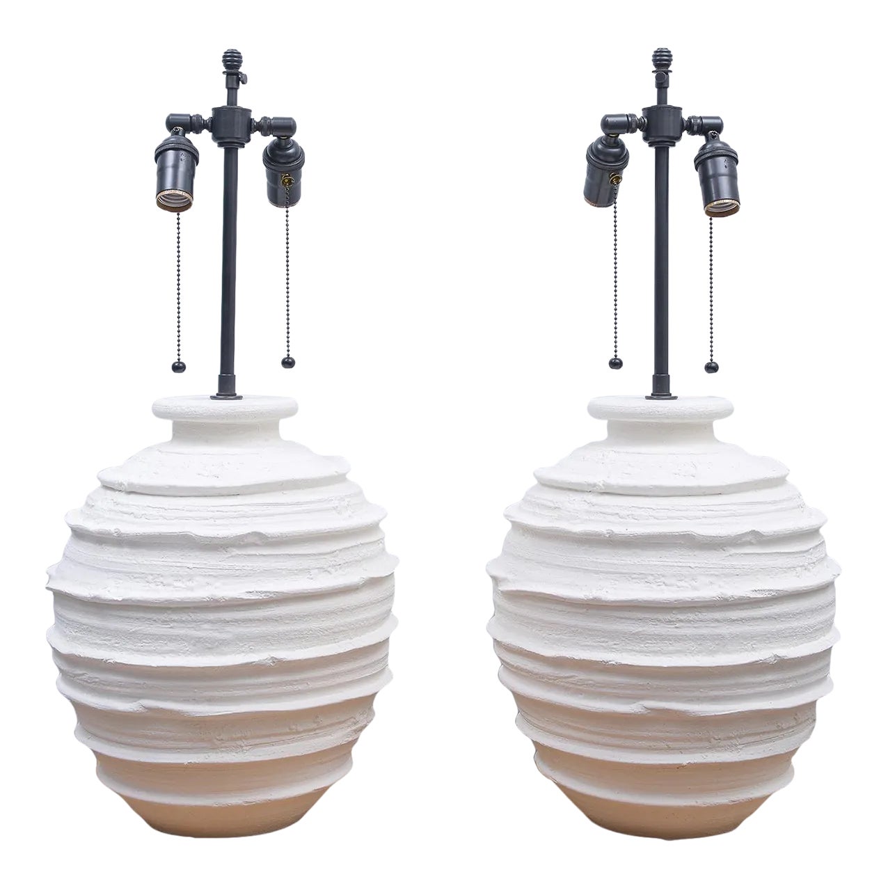 Bespoke Plaster Abby Table Lamps - a Pair | Chairish