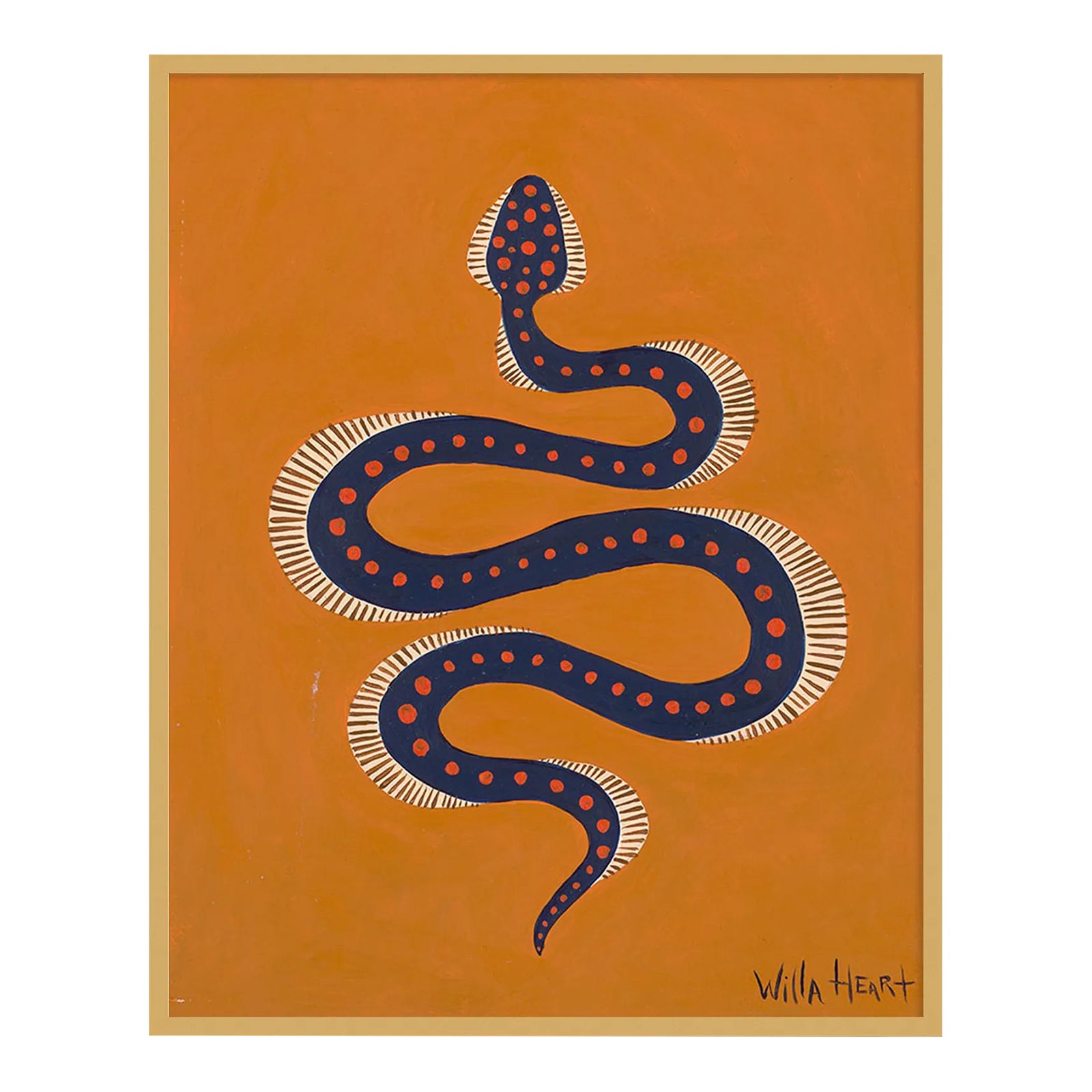Persimmon the Snake by Willa Heart in Gold Frame, Small Art Print ...