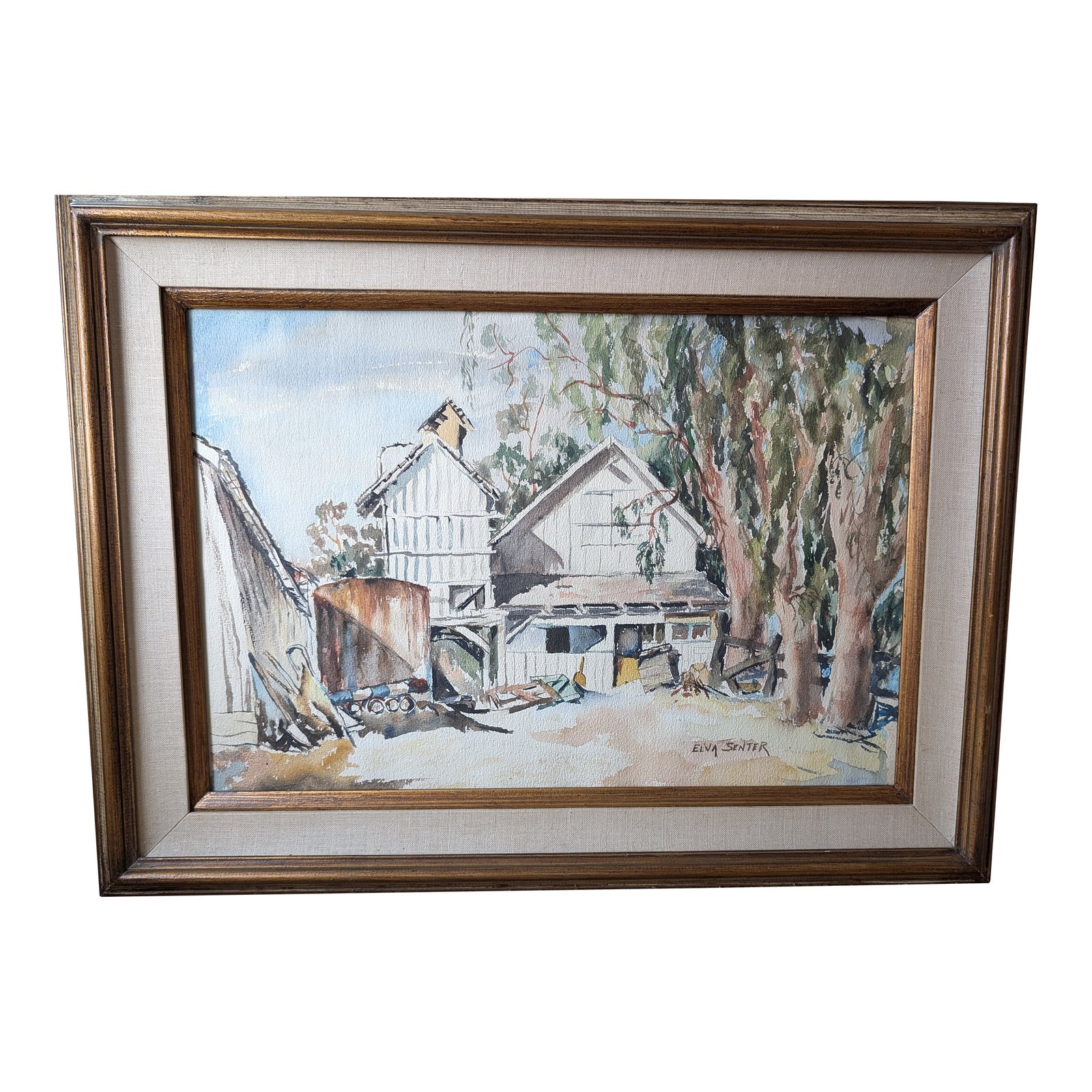 1960s Elva Senter Watercolor- Foxtail Ranch | Chairish