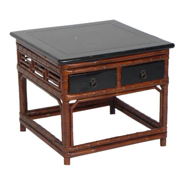 Bamboo Low Table W Drawers | Chairish