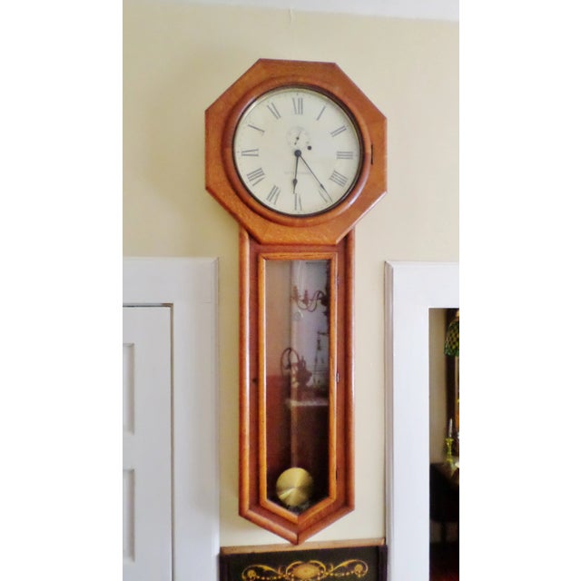 Antique Seth Thomas Regulator No. 18. Solid Oak Wood Wall Regulator Clock | Chairish