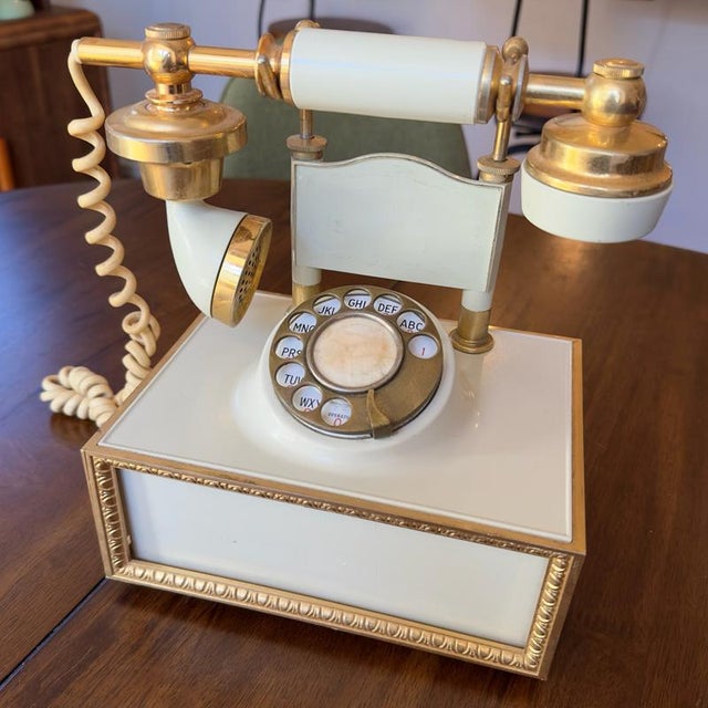 Vintage Deco-Tel French Victorian Style Rotary Dial Phone Ivory Gold ...