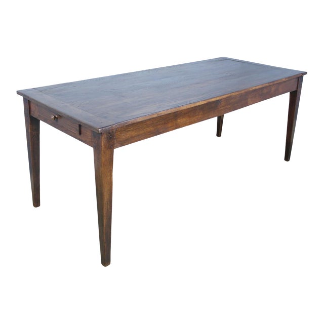 Antique Chestnut Farm Table with Breadboard Ends | Chairish