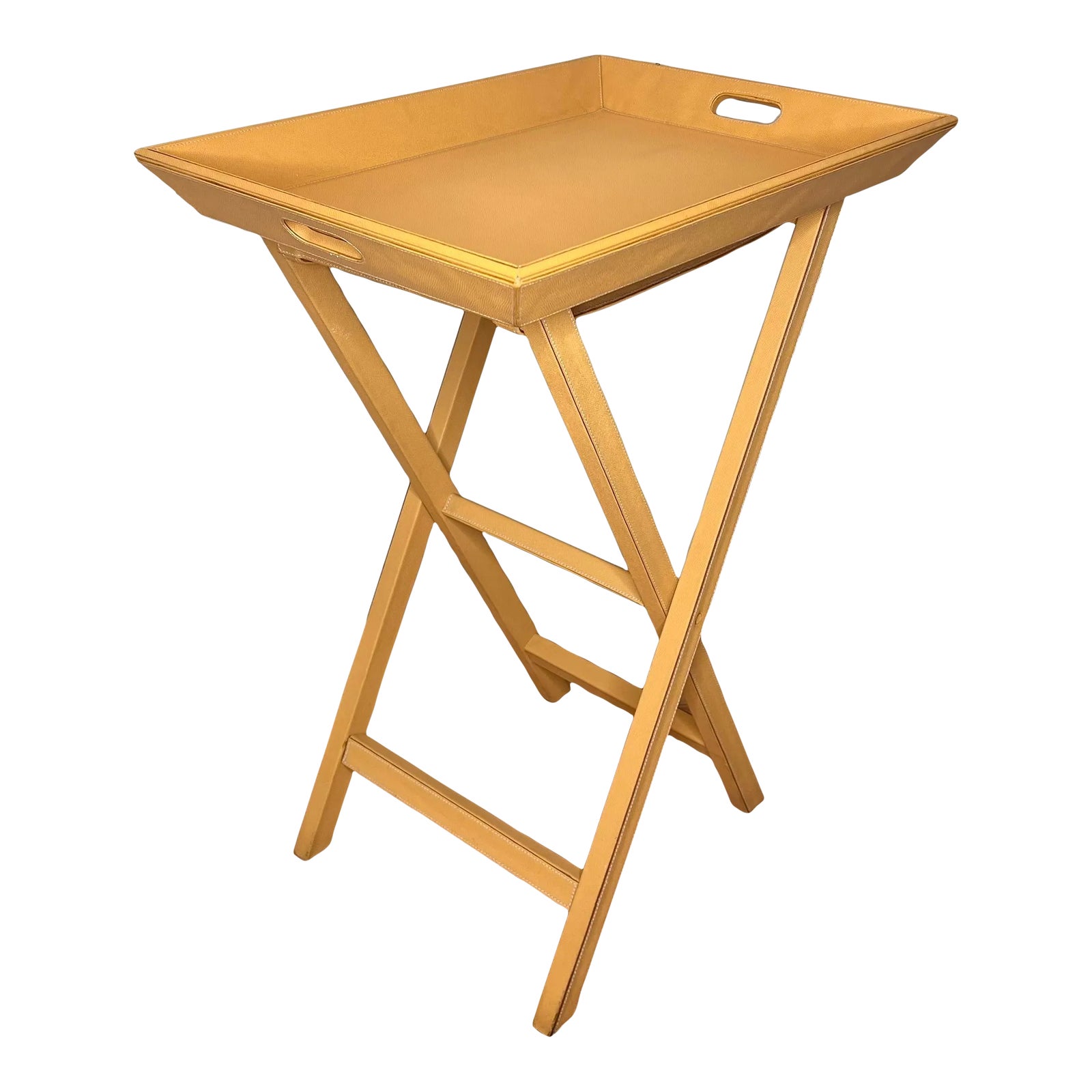 Modern Stitched Leather Butler's Tray Table | Chairish