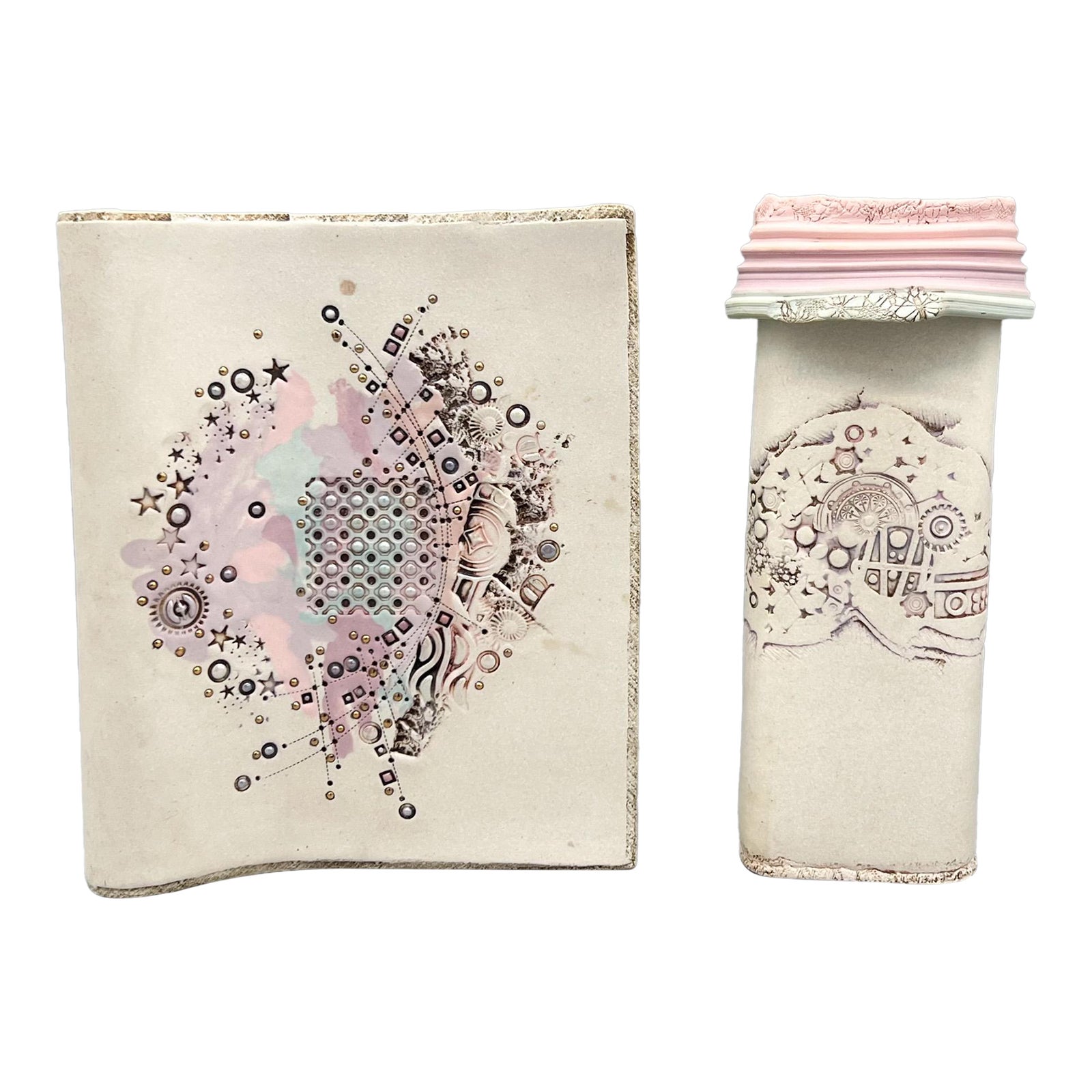 1980s Postmodern Ceramic Art and Vase by Ralph and Sandy Terry - Set of ...