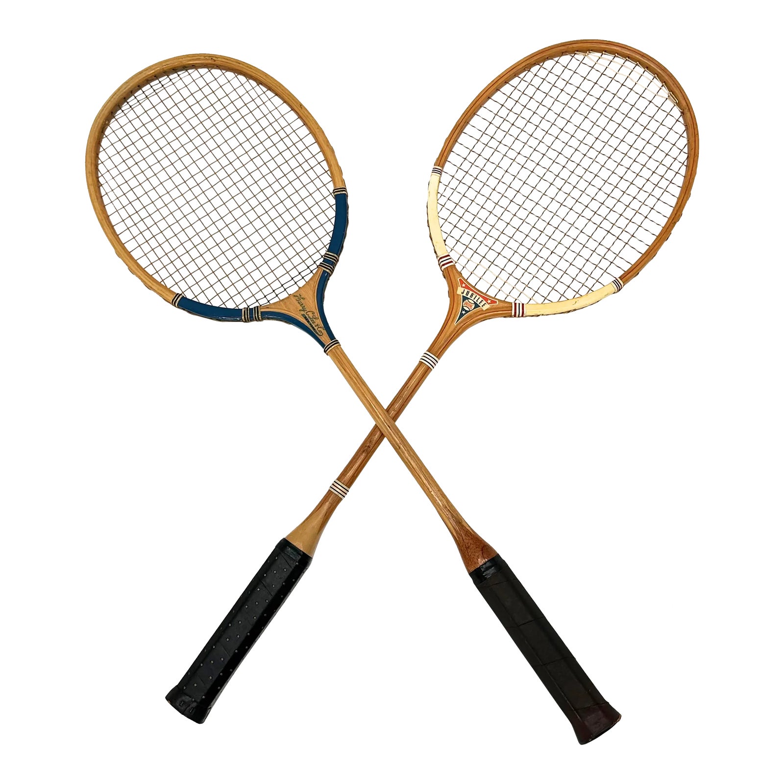 2 Vintage Mid 20th Century American Hand Made Laminated Wood Badminton ...