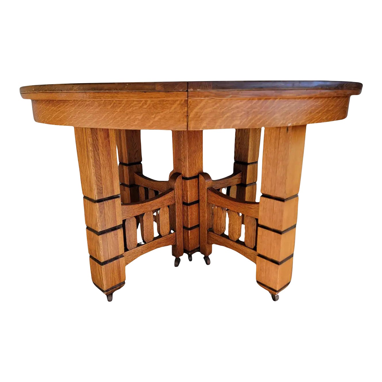 Mission Oak Circular Dining Table Circa 1908 | Chairish