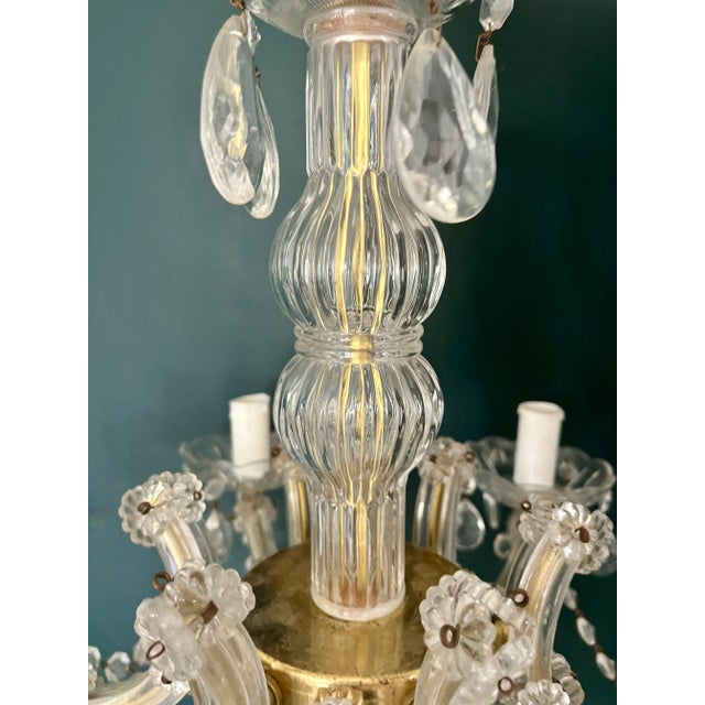 French Marie Therese Cut Crystal 6-Light Chandelier, Circa 1950 | Chairish