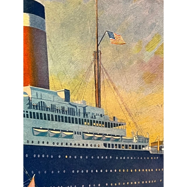 1920's Ocean Liner Leviathan Lithograph in Gilt Antique Frame | Chairish