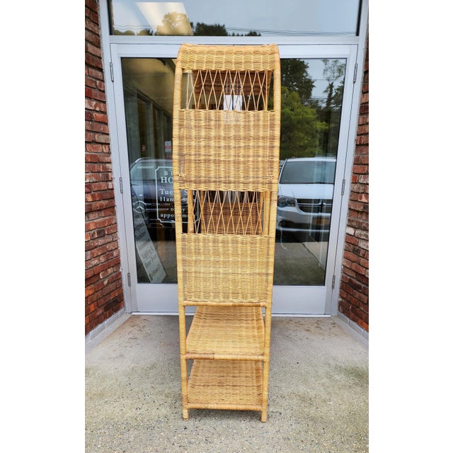 1970s Boho Chic Wicker Etagere | Chairish