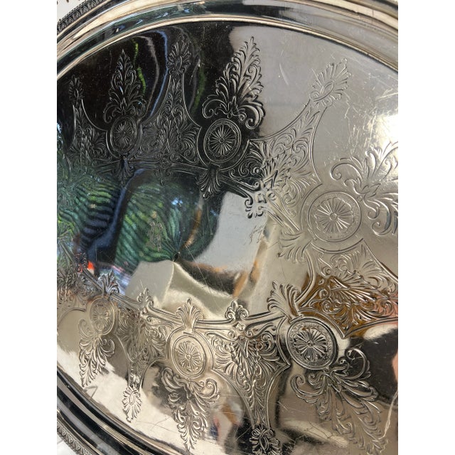 Antique 1866-1898 Engraved Silverplate Tray | Chairish
