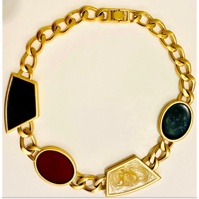 1980s Monet Modernist Enamel Necklace | Chairish