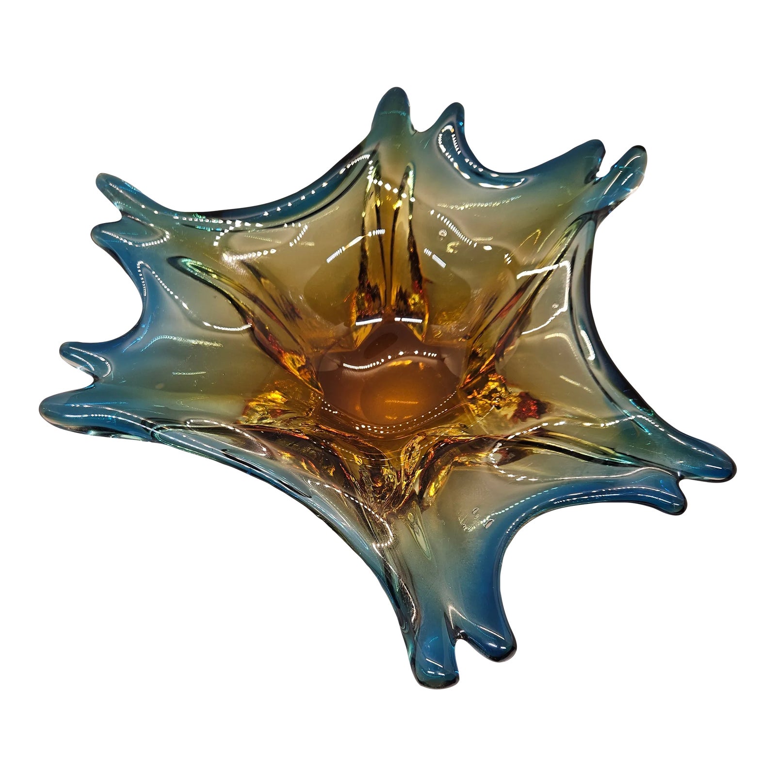 Vintage Art Glass Free-Form Murano-Esqe Dish | Chairish