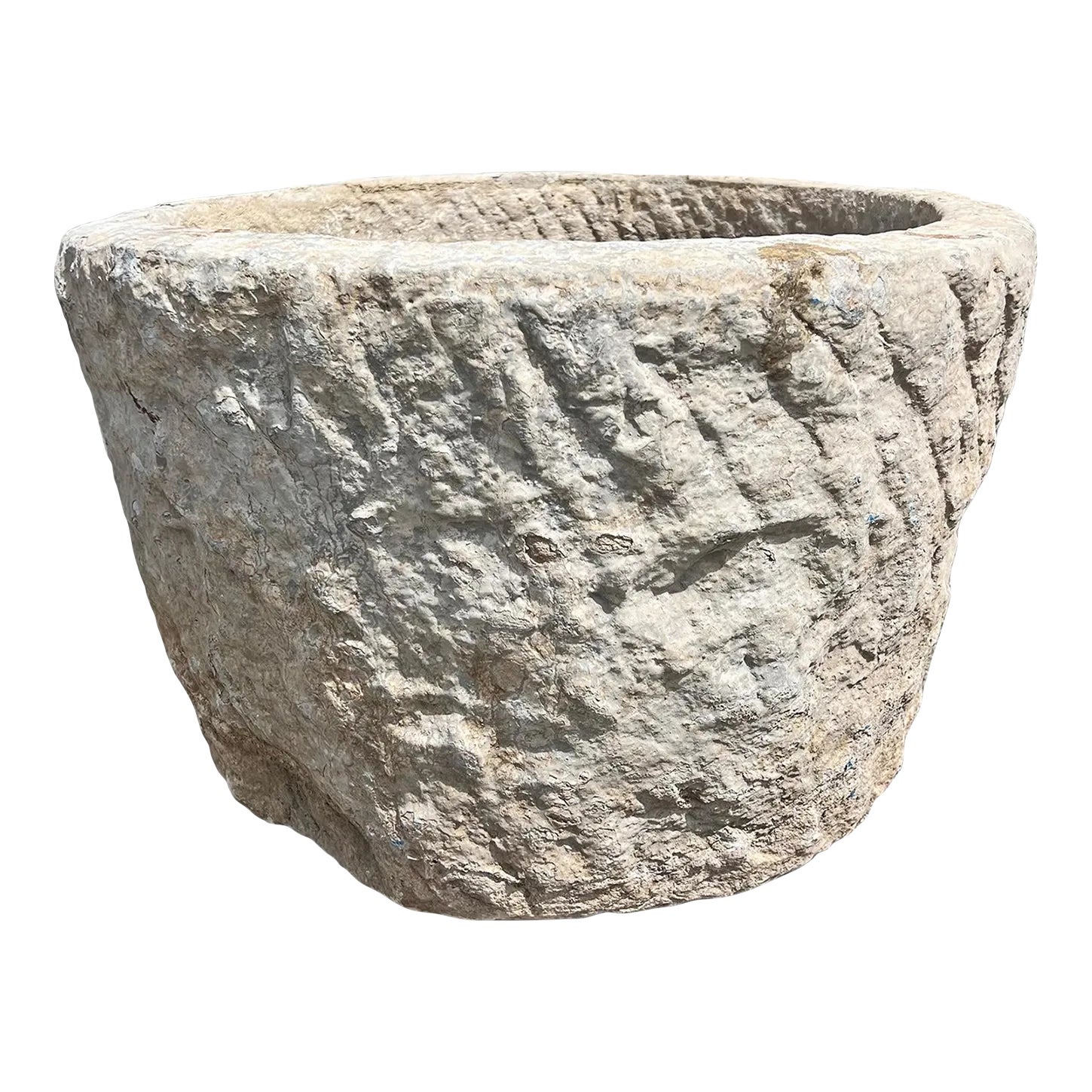 Vintage Stone Rustic Planter Bowl | Chairish