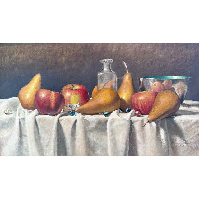 Eric Forstmann, Fruit and Trident Still Life Oil Painting | Chairish