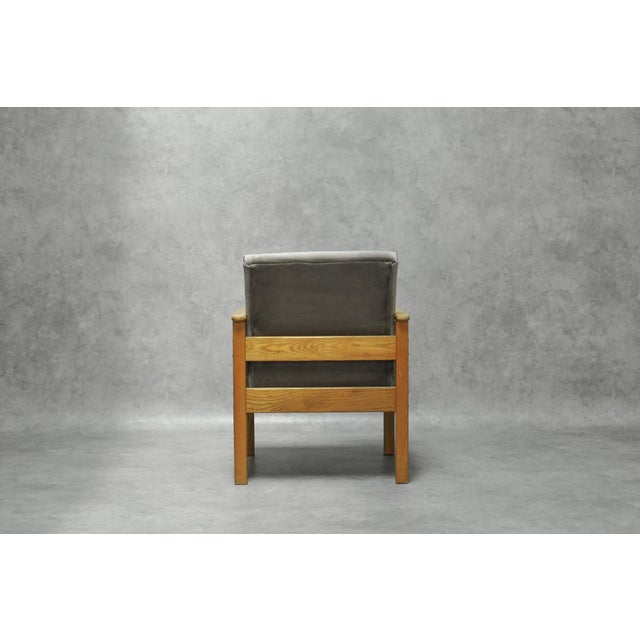 Vintage Dusty Armchair in Wood & Fabric | Chairish