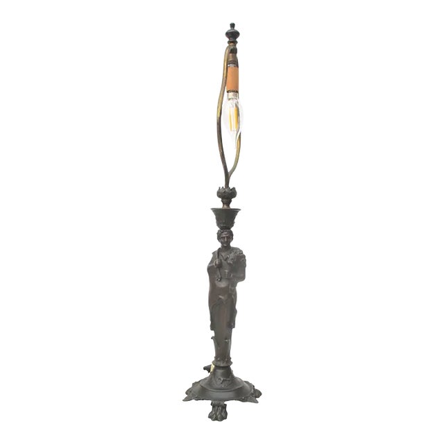 French Bronze Caryatid Lamp of Hercules Circa 1920s | Chairish