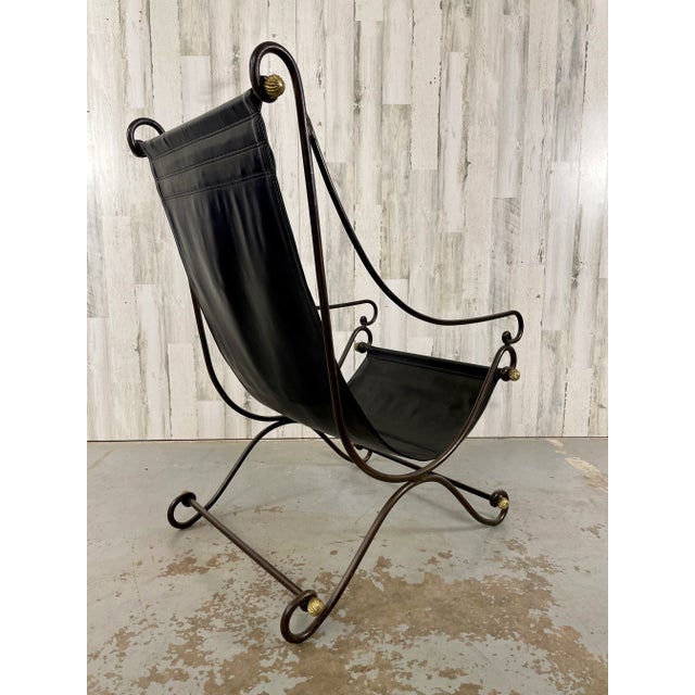 David Hicks Wrought Iron & Leather Sling Chair | Chairish