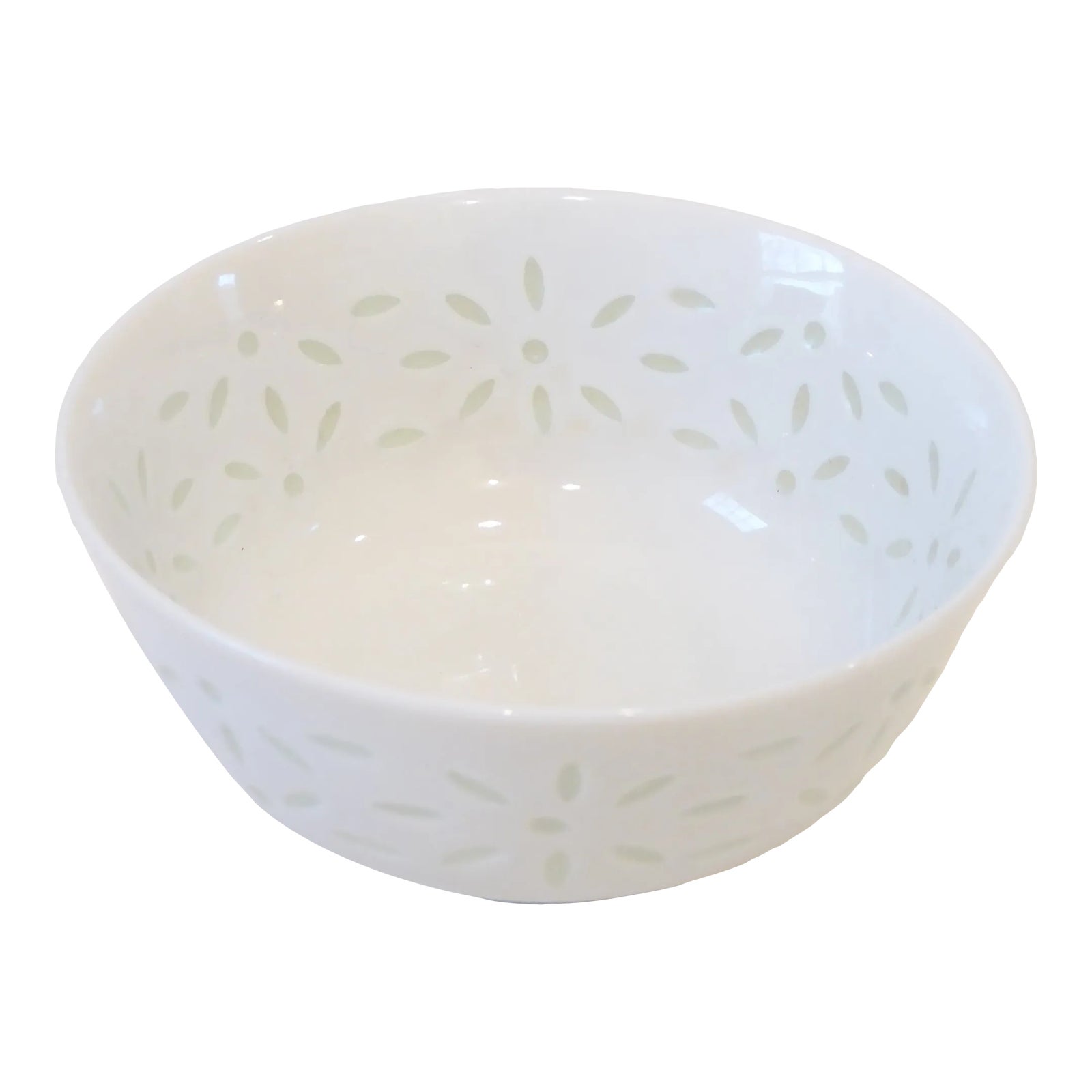 Vintage Chinese Rice Pattern Porcelain Bowl | Chairish