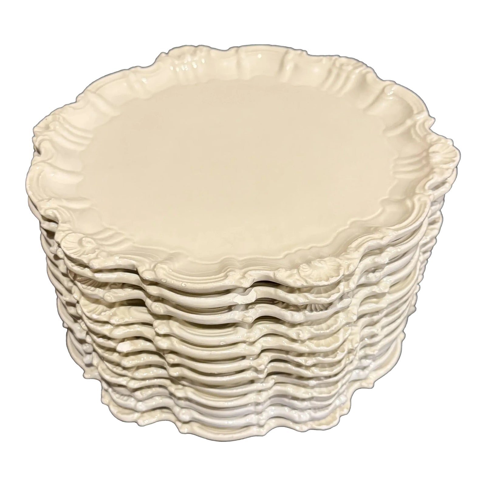 Sam Marco Italian Creamware Plates- Set of 8 | Chairish