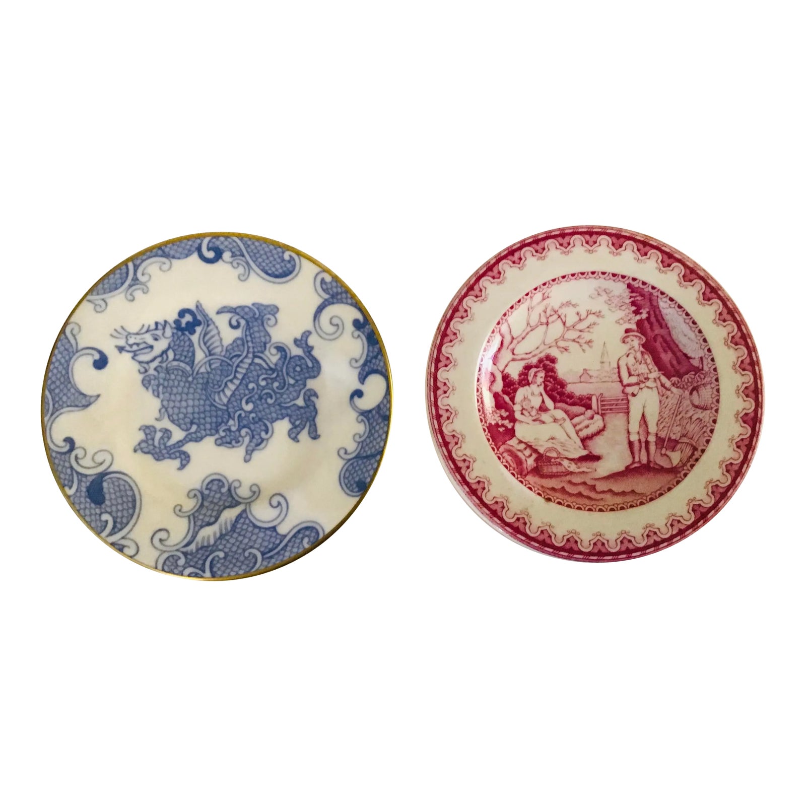 Vintage Spode and Royal Worcester Miniature Plates - Set of 2 | Chairish